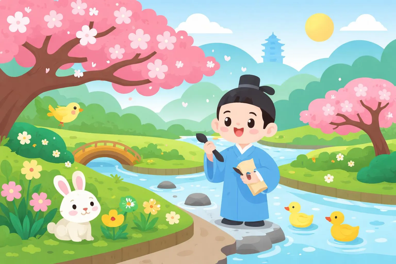 Frühlingstag - Li Bai - Giggle Chinesische Poesie - Giggle Academy Free ...