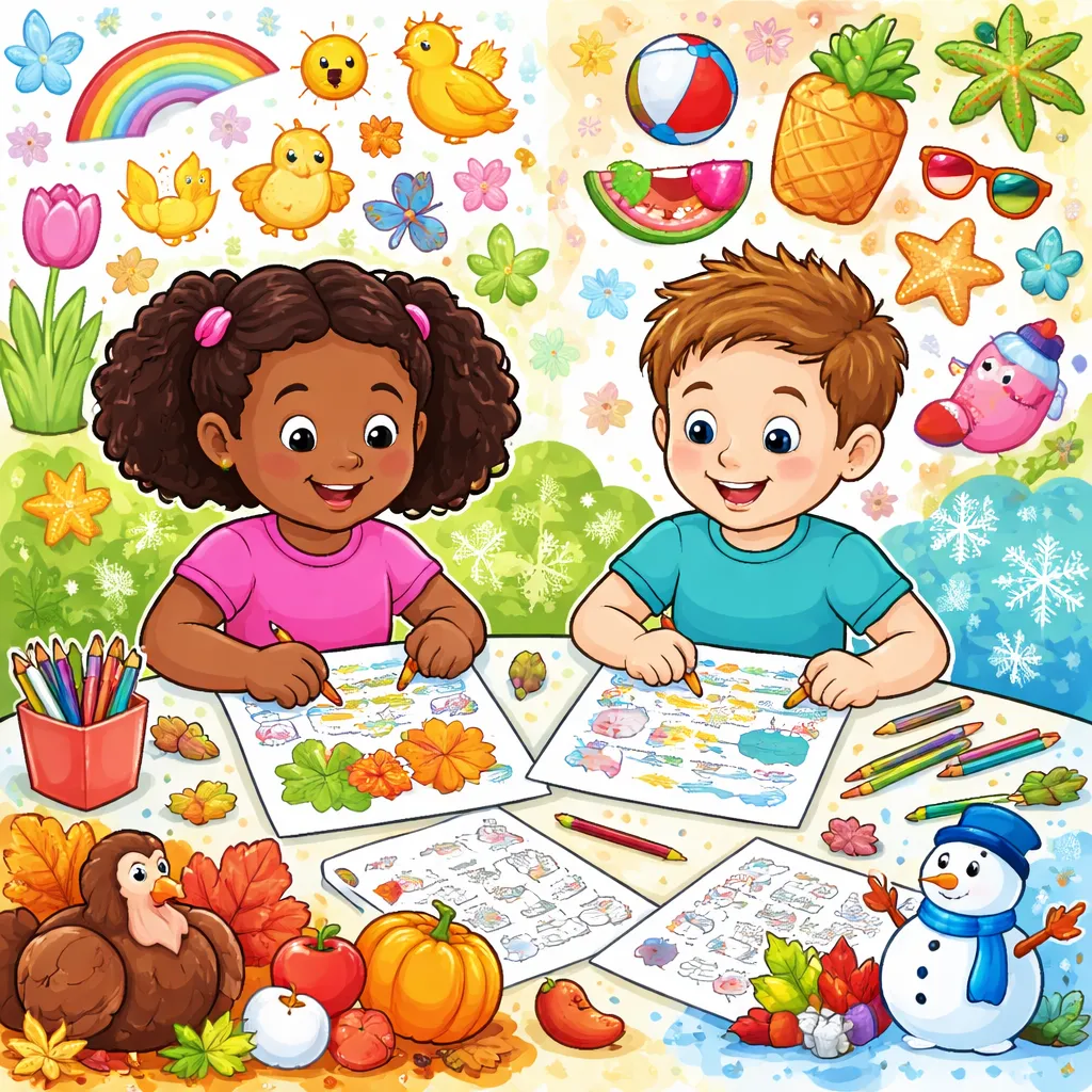Let’s Color & Learn! What’s in Seasonal Vocabulary Coloring Sheets ...